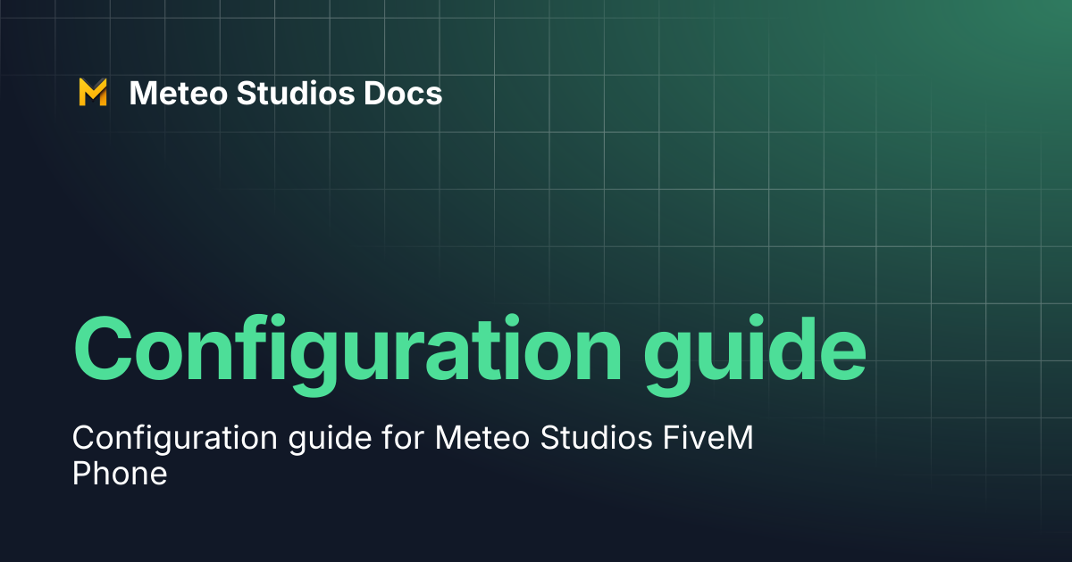Configuration guide | Meteo Studios Docs